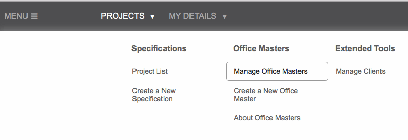 Create a new Office Master by cloning an existing section - Masterspec